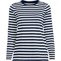 LANDS' END Supima-Shirt, Langarm, Damen,  Blau, Baumwolle, by Lands' End