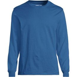 LANDS' END Super-T Langarm-Shirt, Classic Fit, Herren,  Blau, Baumwolle, by Lands' End