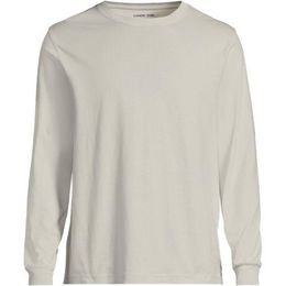 LANDS' END Super-T Langarm-Shirt, Classic Fit, Herren,  Beige, Baumwolle, by Lands' End