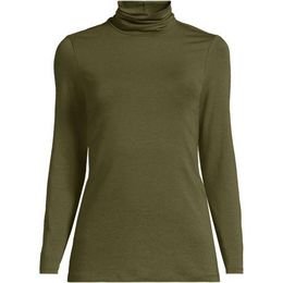 LANDS' END Rollkragenshirt aus Baumwoll/Modalmix, Damen,  Gr&uuml;n, Baumwolle/Elasthan/Baumwolle Modal, by Lands' End