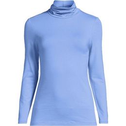 LANDS' END Rollkragenshirt aus Baumwoll/Modalmix, Damen,  Blau, Baumwolle/Elasthan/Baumwolle Modal, by Lands' End