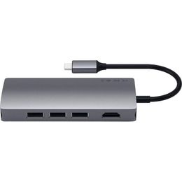 Satechi Adapter &raquo;Type-C Multi-Port Hub 4K Ethernet V2&laquo; grau Aluminium Verbesserte SD- und Micro-SD Kartensteckpl&auml;tze