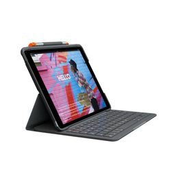 Logitech iPad-Tastatur &raquo;Slim Folio for iPad (7th and 8th generation) - FRA - CENTRAL&laquo; () grau Schutz vor St&ouml;&szlig;en, Kratzern und Versch&uuml;ttungen