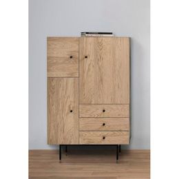 WOODMAN Highboard »Jugend Kommode« Stauraumschrank mit Soft Close Funktion, Breite 90 cm, FSC eichefarben/schwarz