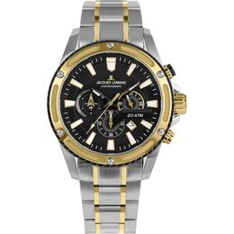 Jacques Lemans Chronograph &raquo;Liverpool&laquo; Quarzuhr, Armbanduhr, Herrenuhr, Datum, Stoppfunktion, Edelstahlarmband silberfarben-goldfarben...
