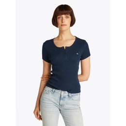 Tommy Jeans T-Shirt &raquo;TJW SLIM BUTTON RIB C-NECK SS&laquo; mit Kn&ouml;pfen Dark Night Navy S (36) S (36) T-Shirt von Tommy Jeans