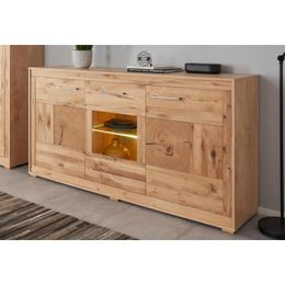 VOGL MÖBELFABRIK Sideboard Breite 166 cm, teilmassiv, mit Hirnholzapplikationen, Made in Germany eichefarben Chalet/Wildeiche massiv Maße (B/T/H):...