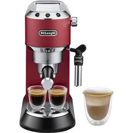 De'Longhi DE'LONGHI Espressomaschine »Dedica Style EC 685.B« Nur 15 cm breit, für E.S.E Pads geeignet, 1L, inkl. Milchschaumdüse rot