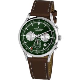 Jacques Lemans Chronograph »Retro Classic« Quarzuhr, Armbanduhr, Herrenuhr, Datum, Lederarmband dunkelbraun-dunkelgrün Schöner Herrenchronograph
