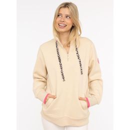 Zwillingsherz Troyer »"Wild Vibes"« mit Stehkragen, Leodetails und großer WILD VIBES Applikation am Rücken Beige L/XL L/XL Troyer mit Zipper