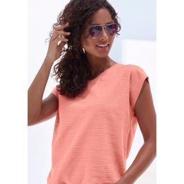 Vivance Damen T-Shirt &raquo;mit modischer Streifenstruktur&laquo; aus weicher Baumwoll-Qualit&auml;t orange 36/38