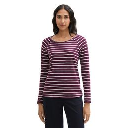 Tom Tailor Langarmshirt mit U-Boot-Ausschnitt berry white stripe M (38) M (38) Shirt von Tom Tailor