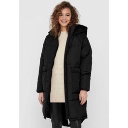 Only Steppmantel »ONLGABI OVERSIZED LONG COAT OTW NOOS« Black XXXL(46) XXXL(46) Lange Oversize-Puffer-Jacke mit Kapuze von Only