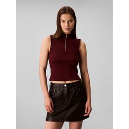 Calvin Klein Jeans Tanktop »A- WOVEN LABEL SL QZ TOP« Mit Rundhalsausschnitt Deep Rouge L (42) L (42) Sportliches Tank Top von Calvin Klein Jeans...