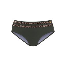 Lascana Highwaist-Bikini-Hose »Adelin« mit bedruckten Einsätzen oliv-leo 32 - N-Gr N-Gr 32 Modische Leo-Einsätze