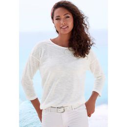 Vivance Damen Langarmshirt &raquo;mit modischer Struktur&laquo; aus b&uuml;gelfreier Qualit&auml;t mit Baumwolle wei&szlig; 32/34