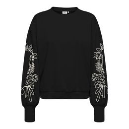 Only Sweatshirt &raquo;ONLBROOKE L/S O-NECK DETAIL SWT NOOS&laquo; Black Detail:Ecru Magnolia L L Sweater von Only