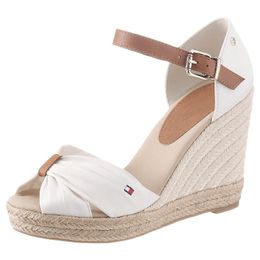 Tommy Hilfiger High-Heel-Sandalette »BASIC OPENED TOE HIGH WEDGE«, Sommerschuh, Sandale, Keilabsatz, mit dezenter Flagstickerei creme 39 39...