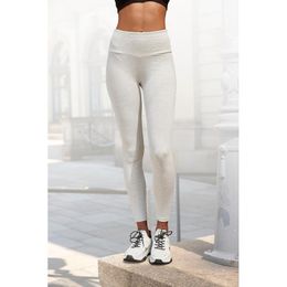 Lascana Leggings mit breitem Bündchen, Loungewear hellgrau-meliert 56/58 - N-Gr N-Gr 56/58 Bequeme sportive Leggings