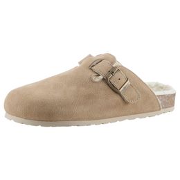 ANISTON SHOES Clog »Esc«, Hausschuh, Schlappen, Homeslipper mit Warmfutter beige 39 39 Clog mit verstellbarer Schnalle