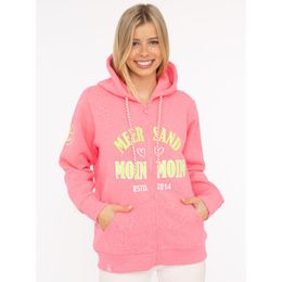 Zwillingsherz Sweatjacke »"Moin Moin"« Kapuze, Langarm, Reißverschluss, modisch, maritim, Kordelzug neonpink L/XL L/XL Damen-Kapuzenjacke von...