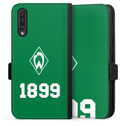 DeinDesign Galaxy A50 Handy Klapph&uuml;lle Handyh&uuml;lle aus Kunst Leder schwarz Flip Case Sv Werder Bremen Official Licensed Product Statement Sideflip mit Lasche