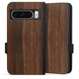 DeinDesign Google Pixel 8 Pro Handy Klapphülle Handyhülle aus Kunst Leder schwarz Flip Case Wooden Look Nut Tree Wood Sideflip mit Lasche