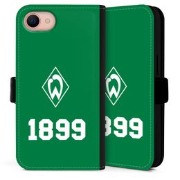 DeinDesign iPhone 16e Handy Klapph&uuml;lle Handyh&uuml;lle aus Kunst Leder schwarz Flip Case Sv Werder Bremen Official Licensed Product Statement Sideflip mit Lasche