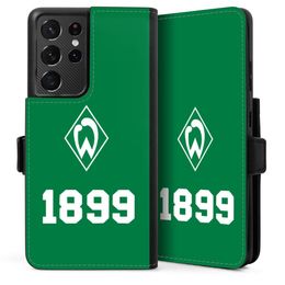 DeinDesign Galaxy S21 Ultra 5G Handy Klapph&uuml;lle Handyh&uuml;lle aus Kunst Leder schwarz Flip Case Sv Werder Bremen Official Licensed Product Statement Sideflip mit 