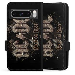 DeinDesign Google Pixel 8 Pro Handy Klapph&uuml;lle Handyh&uuml;lle aus Kunst Leder schwarz Flip Case Rock Or Bust Official Licensed Product Acdc Sideflip mit Lasche
