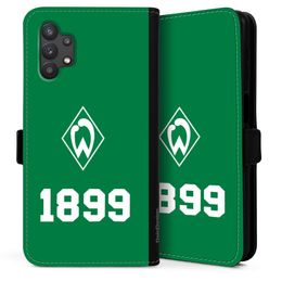 DeinDesign Galaxy A32 5G Handy Klapph&uuml;lle Handyh&uuml;lle aus Kunst Leder schwarz Flip Case Sv Werder Bremen Official Licensed Product Statement Sideflip mit langer 