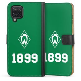 DeinDesign Galaxy A12 Handy Klapph&uuml;lle Handyh&uuml;lle aus Kunst Leder schwarz Flip Case Sv Werder Bremen Official Licensed Product Statement Sideflip mit langer 