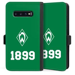 DeinDesign Galaxy S10 Plus Handy Klapph&uuml;lle Handyh&uuml;lle aus Kunst Leder schwarz Flip Case Sv Werder Bremen Official Licensed Product Statement Sideflip mit Lasche