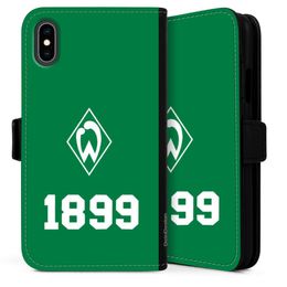 DeinDesign iPhone X Handy Klapph&uuml;lle Handyh&uuml;lle aus Kunst Leder schwarz Flip Case Sv Werder Bremen Official Licensed Product Statement Sideflip mit langer Lasche
