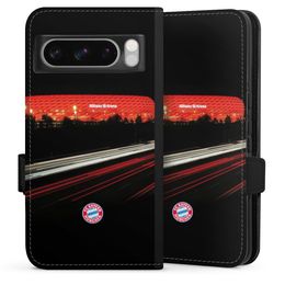 DeinDesign Google Pixel 8 Pro Handy Klapphülle Handyhülle aus Kunst Leder schwarz Flip Case Fcb Fc Bayern München Stadium Sideflip mit Lasche