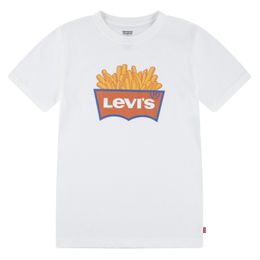 T-Shirt LEVI'S KIDS, Jungen, Gr. 5 (110), weiß (blanc de blanc), Jersey, Obermaterial: 60% Baumwolle, 40% Polyester, bedruckt, regular fit normal, Rundhals, angesetztes Bündchen, Shirts, mit Pommes-Print