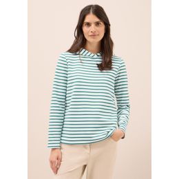 Hoodie Cecil, Damen, Gr. L42, grün (jewel grün), Sweatware, 65% Baumwolle, 35% Polyester, gestreift, Casual, comfort fit, ohne Ausschnitt, Sweatshirts, mit Kapuze