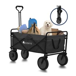 Juskys Bollerwagen 100 kg Tragkraft - Transportwagen faltbar - Einkaufen & Camping - Schwarz