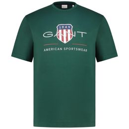 Große Größen Gant T-Shirt mit Label-Print Farbe dunkelgrün Größe: 3XL