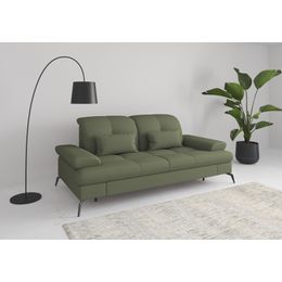 Sit & More 2,5-Sitzer SIT & MORE "Amica, inkl. Sitztiefenverstellung und Armteilverstellung", gr&uuml;n (olive), B:202cm H:90cm T:122cm, 95% Polyester, 5% Polyamid, Sofas, wahlweise mit Kopfteilverstellung und Bettfunktion