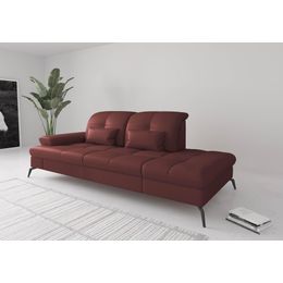Sit & More Recamiere SIT & MORE "Amica, inkl. Sitztiefenverstellung und Armteilverstellung", rot (merlot), B:231cm H:90cm T:122cm, Sofas, Recamiere, wahlweise mit Kopfteilverstellung und Stauraum