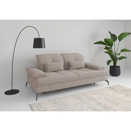 Sit & More 2,5-Sitzer SIT & MORE "Amica, inkl. Sitztiefenverstellung und Armteilverstellung", grau (elefant), B:202cm H:90cm T:122cm, 100% Polyester, Sofas, wahlweise mit Kopfteilverstellung und Bettfunktion
