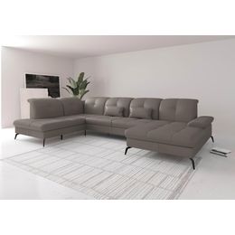 Sit & More Wohnlandschaft SIT & MORE "Amica, U-Form, inkl. Sitztiefenverstellung und Armteilverstellung", grau (delphine), B:357cm H:90cm T:231cm, Sofas, wahlweise mit Kopfteilverstellung, Bettfunktion und Bettkasten