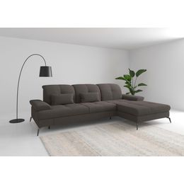 Sit & More Ecksofa SIT & MORE "Amica, L-Form, inkl. Sitztiefenverstellung & Armteilverstellung", grau (fango), B:279cm H:90cm T:185cm, 100% Polyester, Sofas, Ecksofa, wahlweise mit Bettfunktion, Bettkasten und Kopfteilverstellung