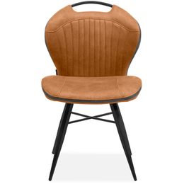 Esszimmerstuhl OMG DESIGN "Mace", braun (cognac, schwarz), B:53cm H:87cm T:61cm, Stühle, Lederoptik, pflegeleicht, mit praktischem Griff