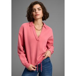 Sweatshirt Laura Scott, Damen, Gr. 48/50, rosa (rosenholz), angeraute Sweatware, Obermaterial: 60% Baumwolle, 40% Polyester, unifarben, h&uuml;ftlang, V-Ausschnitt, Rippb&uuml;ndchen, Sweatshirts Sweatshirt, Weiche Baumwollmischung mit V-Ausschnitt und Kordel am Saum
