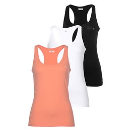 H.I.S. Tanktop H.I.S, Damen, Gr. 40, bunt (schwarz, weiß, koralle), Obermaterial: 95% Baumwolle, 5% Elasthan, Basic, figurumspielend, Rundhals, Tops, Softer Feinripp mit elastischer Baumwolle für hohen Tragekomfort