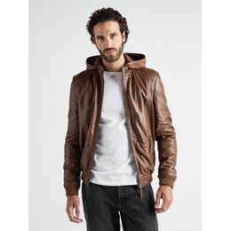 Bikerjacke JCC "15-9-2", Herren, Gr. M, braun (cognac), Obermaterial 100% Leder Lamm; Futter 100% Baumwolle; Ärmelfutter: 100% Polyester; Wattierung: 100% Polyester, Jacken