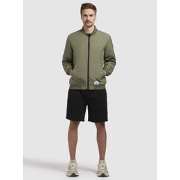 Collegejacke Khujo "MAHT", Herren, Gr. L, grün (helloliv), Web, 80% Polyester, 20% Nylon, unifarben, regular fit hüftlang, eingesetzt Rippstrickbündchen, Jacken