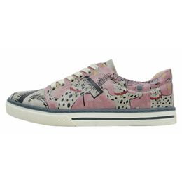 Sneaker DOGO "Classic Schn&uuml;rsneaker - Abstract Leaves Damen Sneaker", Damen, Gr. 36, Normalschaft, rosa, Lederimitat, Schuhe Sneaker, Handgefertigt